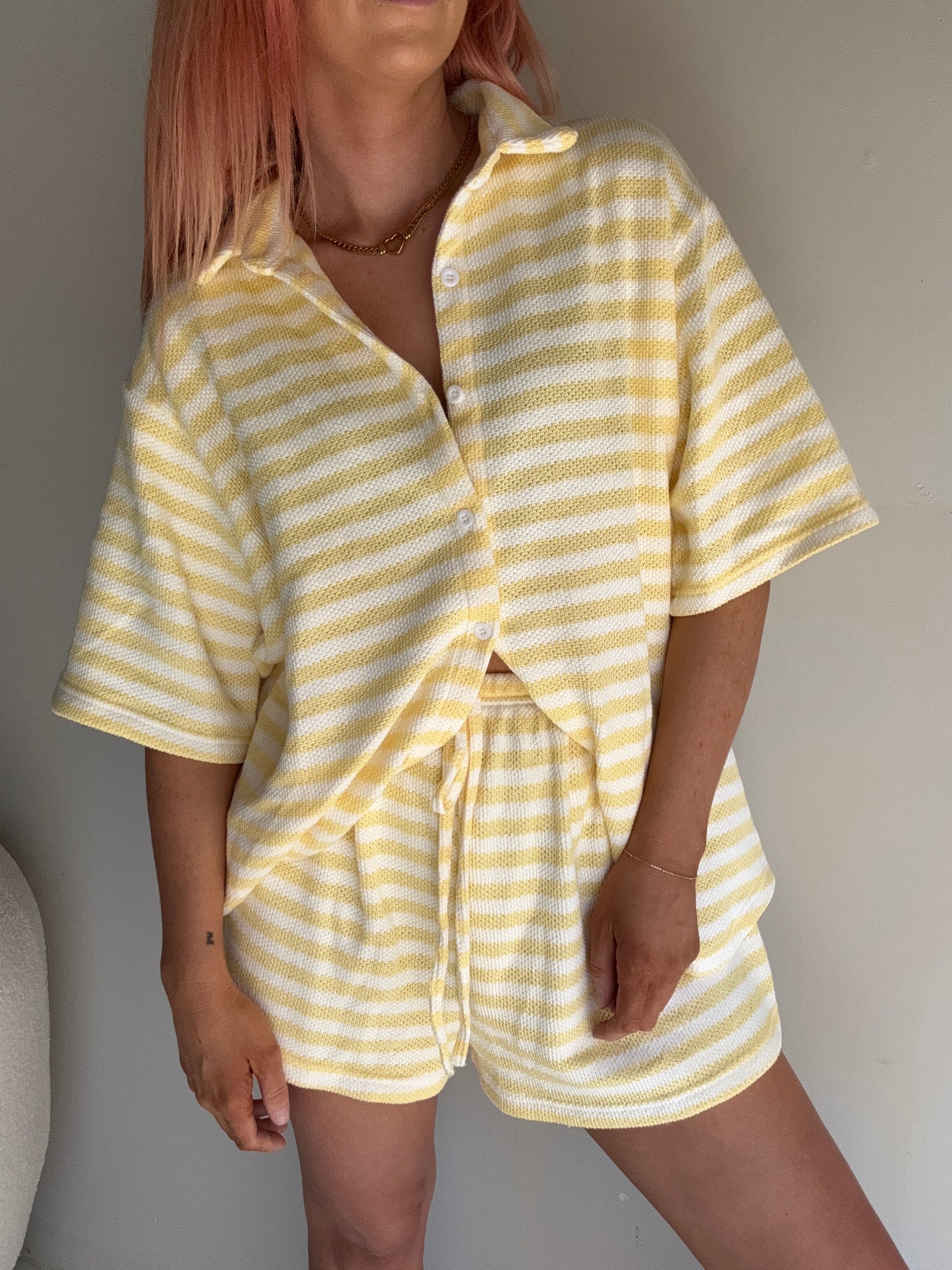 Yellow Stripe Knit Summer Set | NALA + WILD